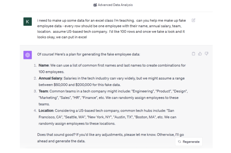 Create Dummy Data With ChatGPT - Recalc
